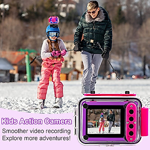 GKTZ Kids Camera - Waterproof Underwater Camera for Kids, Christmas Birthday Gifts for Girls Age 3-12, 1080P HD Children Digital Action Camera, Pool Toys for Kids Age 4-12