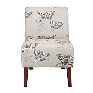 Linon Butterfly, Dark Espresso Linen Lily Chair, 21.5" W x 29.5" D x 31.5" H
