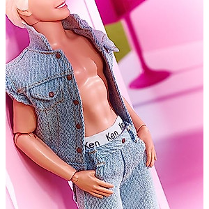 Barbie The Movie Collectible Ken Doll Wearing All-Denim Matching Set with Original Ken Signature Underwear