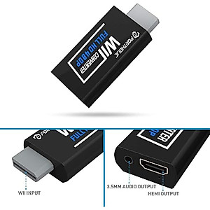 PORTHOLIC Wii to HDMI Converter 1080P for Full HD Device, Wii HDMI Adapter with 3.5mm Audio Jack&HDMI Output Compatible with Wii, Wii U, HDTV, Monitor-Supports Wii Display Modes 720P