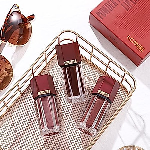 UCANBE 3 Pcs Powder-to-Cream Lip Color Matte Lipstick Set, Highly Pigmented Velvet Smooth Face Makeup Powder for Lip, Eye & Cheek, Non-sticky Long Lasting Makeup Lip Sticks Kit #1