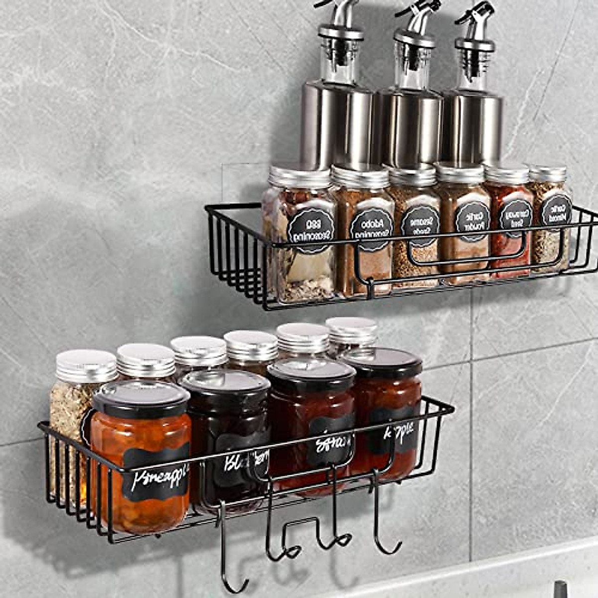 WOSOMOK Shower Caddy Rustproof Bathroom Organizer Shelf in Adhesive or Screws 2-Pack Stainless Steel No Drilling Shower Basket for Inside Shower & Kitchen Storage