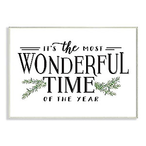 Stupell Industries Most Wonderful Time Christmas Holiday Word Design Wall Plaque, 13 x 19, Multi-Color