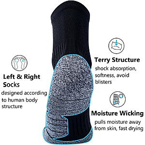 CWVLC Compression Athletic Unisex Quarter Socks Cushioned, 4-Pairs Black, L
