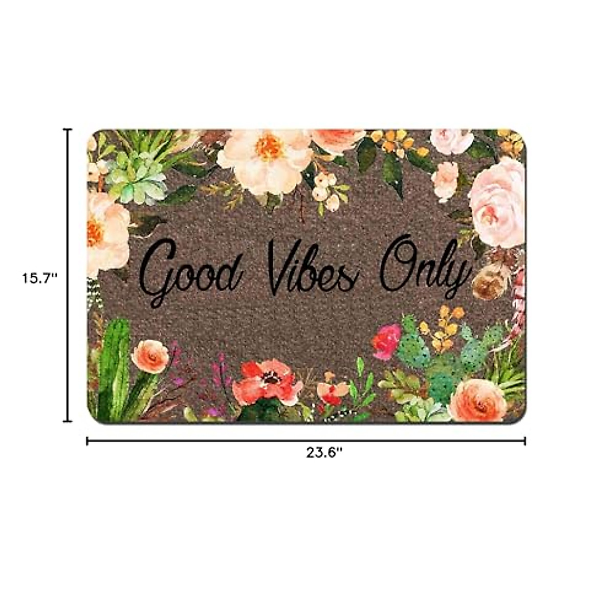 Funny Doormat Custom Indoor Doormat -Good Vibes Only Doormat Bath Mat Welcome Mat Funny Front Door Mats Home and Office Decorative Entry Rug Garden/Kitchen/Bedroom Mat Non-Slip Rubber 23.6 x15.7 Inch