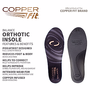 Copper Fit Balance Copper Infused Orthotic Insole, Large
