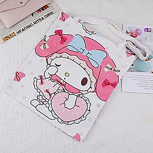 G-Ahora Cartoon Kitty Canvas Reusable Tote Bag Kawaii Kitty Portable Storage HandBags for Women Girl Student-8