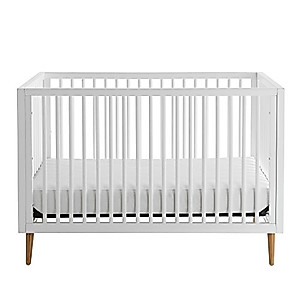 Contours Roscoe 3-in-1 Convertible White Standard Baby Crib, Converts from Baby Crib to Toddler Bed and Daybed, Fits Standard Full-Size Crib Mattress, Easy to Assemble - White