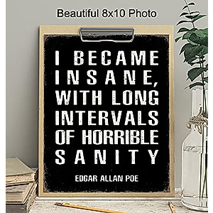 Edgar Allan Poe Wall Art & Decor - Funny Sayings for Home Decor, Office, Bedroom, Living Room, Apartment - Literary Quotes - Unique Gift for Men - Gothic Poster Print Picture Sign - Goth Home Decor
