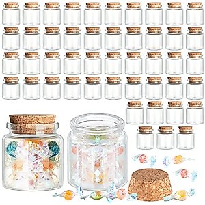48 Pcs Small Glass Bottles with Cork, 50 ml Vials Jars Mini Potion Bottles Empty Spell Jars Sand Art Bottles Decorative Bottles for DIY Sand Water Pill Party Supplies