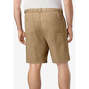 KingSize Knockarounds 8" Full Elastic Plain Front Shorts - 4XL, Khaki