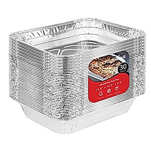 Aluminum Pans 9x13 Disposable Foil Pans (30 Pack) - Half Size Steam Table Deep Pans - Tin Foil Pans Great for Cooking, Heating, Storing, Prepping Food