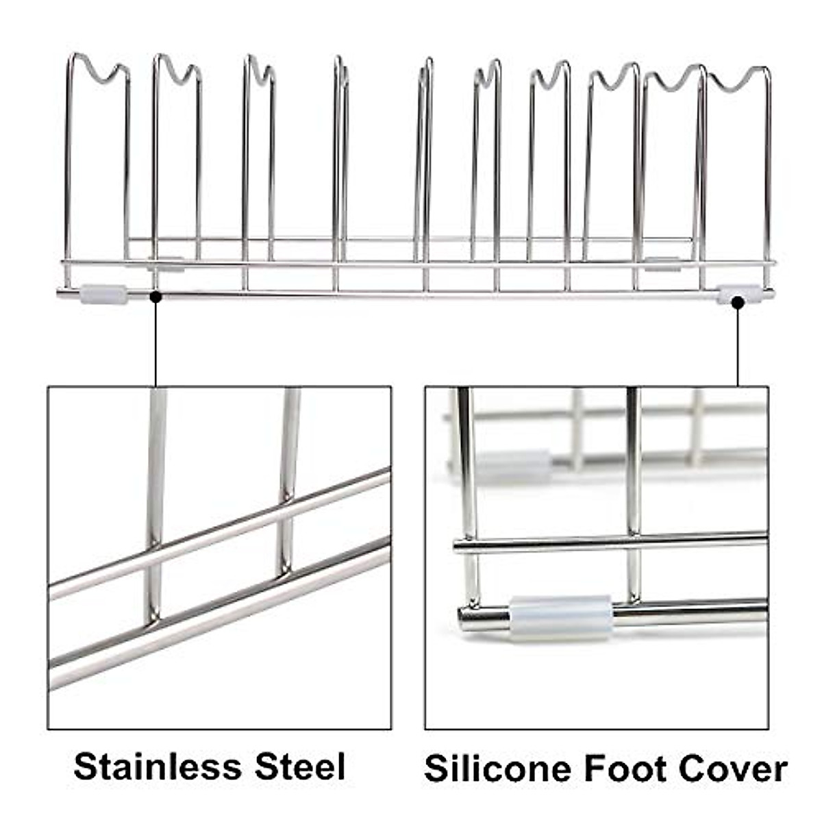 FLSEPAMB Lid Organizer Pot Lid Organizer Pot Lid Rack Holder Suitable for Bakeware Dish Plate, Cutting Boards, Pots & Pans, Serving Trays, Reusable Containers in Cabinet Pantry (1 Pack)