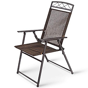 Giantex Set of 4 Patio Folding Sling Chairs Steel Camping Deck Garden Pool Backyard Chairs