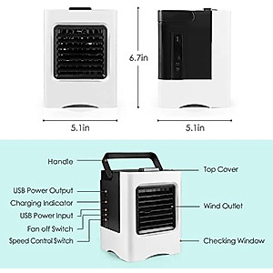 Portable Air Conditioners, 3-In-1 Air Cooler with 3 Speeds, Humidifier and Ultra Quiet, Evaporative Mini Air Conditioner for Room, Home and Office