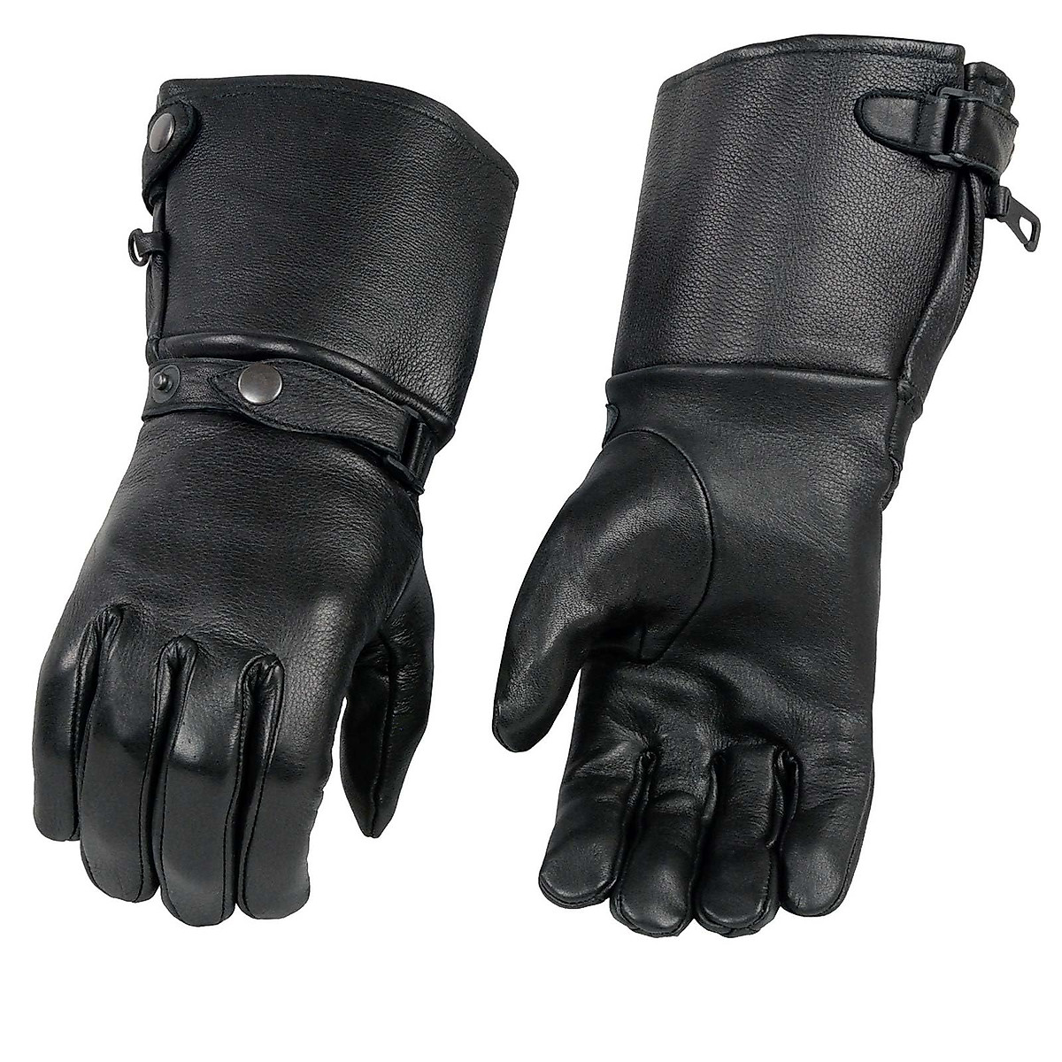 Milwaukee Leather Men's Gauntlet Motorcycle Hand Gloves- Deerskin Long Cuff with Snap Closure Thermal Lined-SH857 - Large