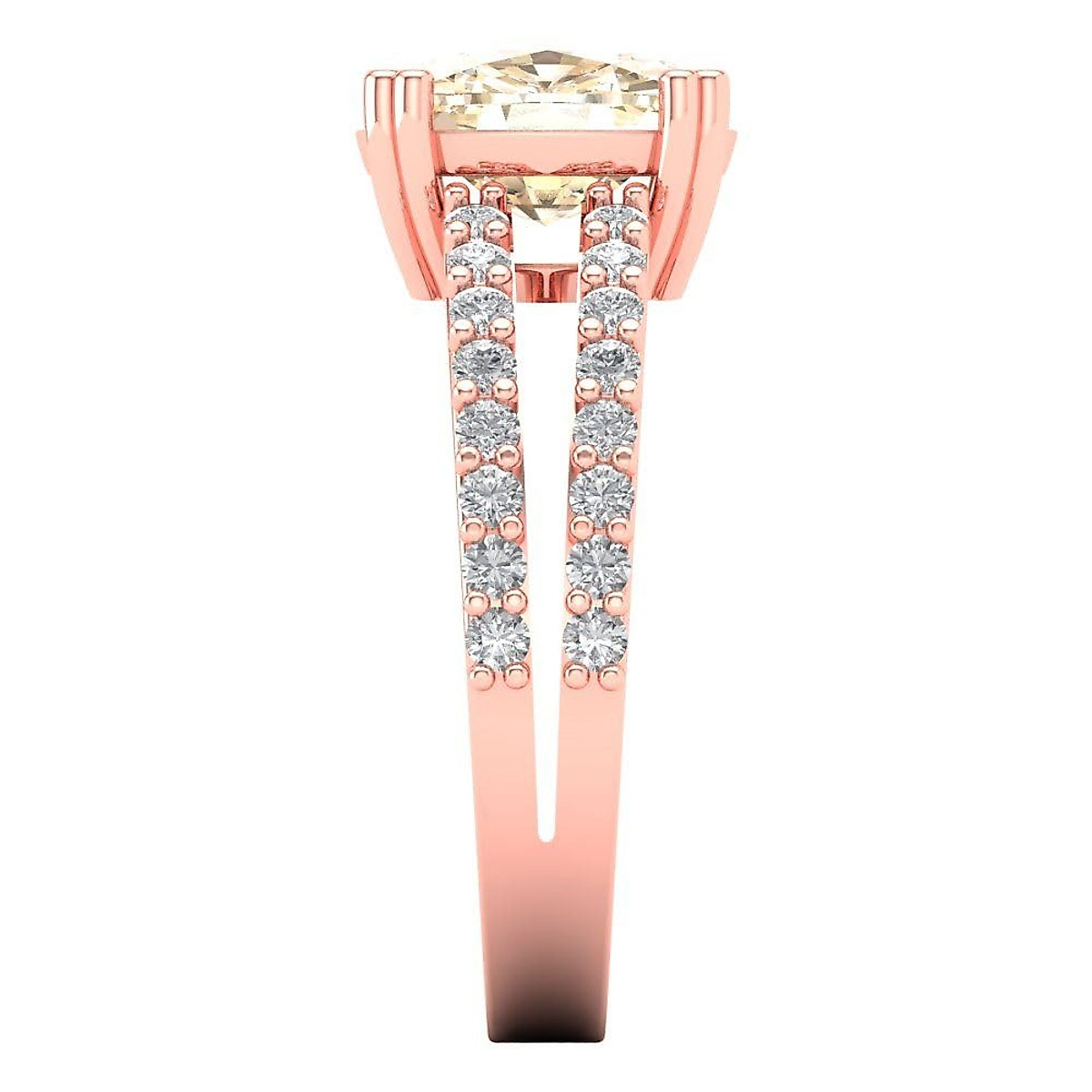 Clara Pucci 3.50 ct Cushion Cut Solitaire Genuine Natural Brown Morganite Engagement Promise Anniversary Bridal Ring 18K Rose Gold 6