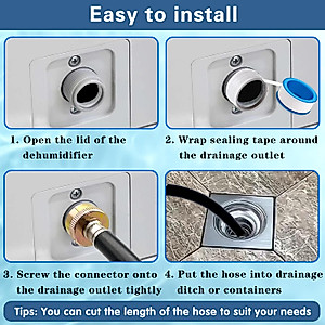 Leakproof Dehumidifier Drain Hose 3/4 Inch FHT Connection Brass Interface to Prevent Water Leakage 5 Feet Thickened Dehumidifier Hose with Rustproof Durable Connector Fits for Most of Dehumidifiers