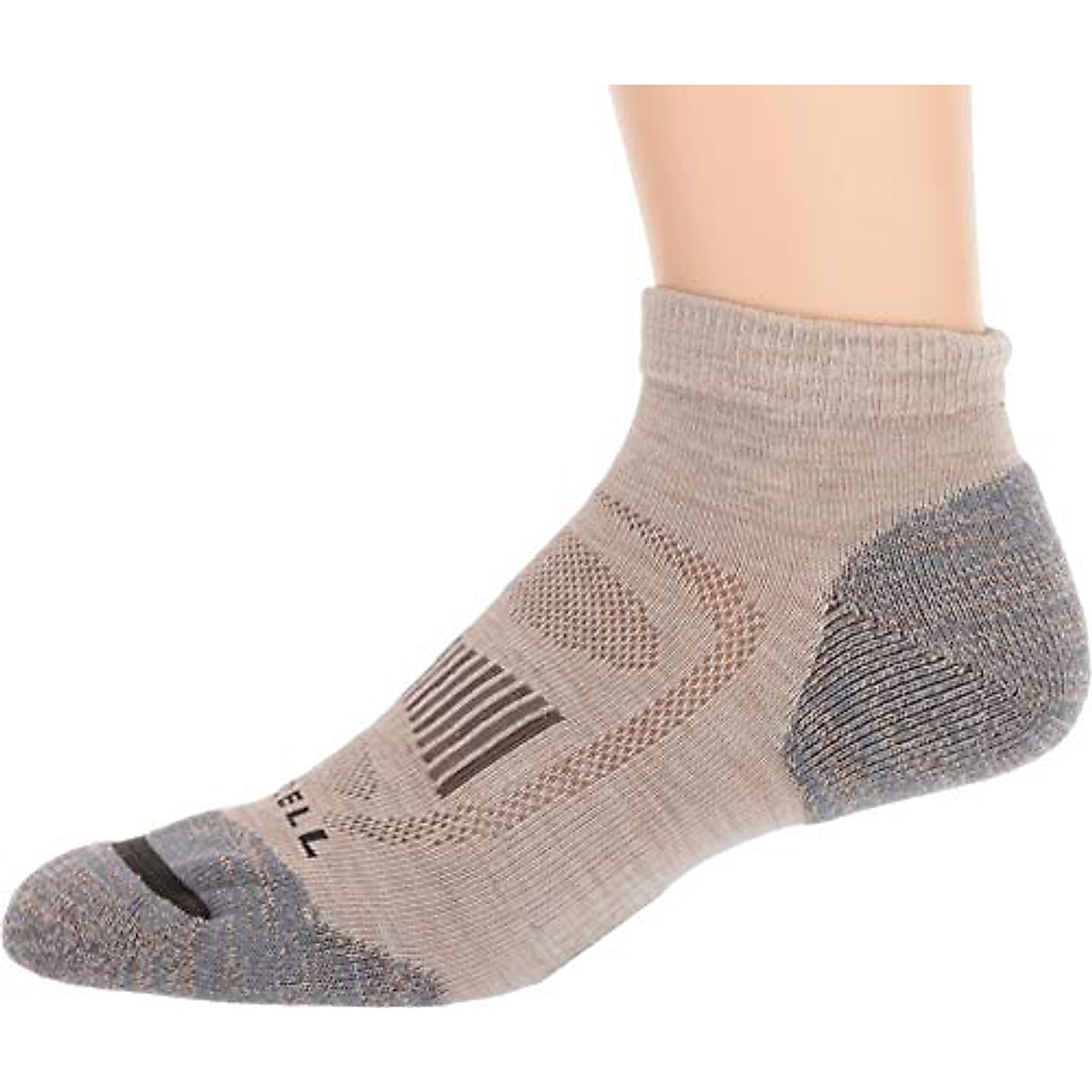 Merrell Men's and Women's Zoned Cushioned Wool Hiking Low Cut Socks-1 Pair Pack-Breathable Arch Support, Oatmeal Heather, S/M