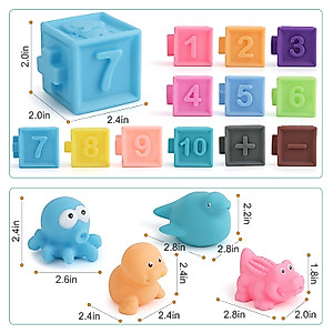 Yutin Baby Blocks, 16 PCS Soft Stacking Building Block Set for Toddlers Boys Girls, Squeeze Toy Gift for 6 to 12 Months Up Infants Age 1 Year Old