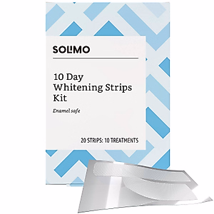 Amazon Brand - Solimo 10 Day Teeth Whitening Strips Kit, 10 Treatments