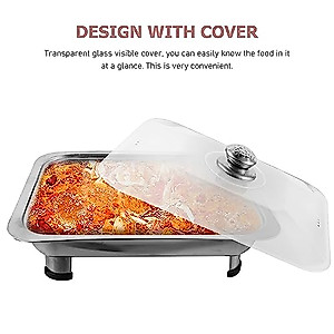 Metal Tray Chafing Dish Buffet Chafer Set Stainless Steel Chafing Food Pans Food Display Stand Chafing Servers with Covers Flat Rectangular Warming Trays for Steam Table A