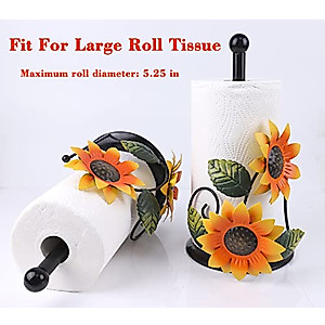 Sunflower Paper Towel Holder Countertop Kitchen Paper Towel Holder Stand Farmhouse Yellow Sunflower Kitchen Decor Accessories Metal Paper Rack Heavy Duty Rustic