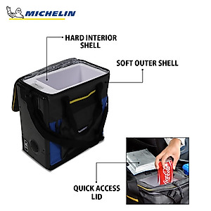 Michelin Electric Portable Cooler Plug in 12V Car Cooler/Warmer, 15 qt (14 L), Portable Car Fridge w/USB Charging Port,w/DC Power Cord, Shoulder Strap, Cord Storage, Travel Fishing Trucking Road Trip