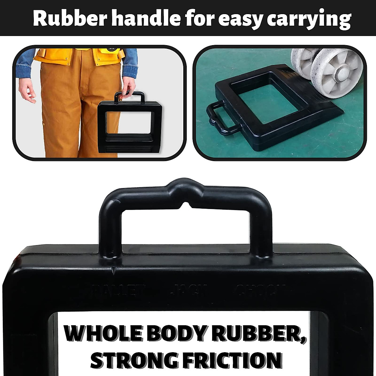 ROBLOCK Rubber Pallet Jack Chock Heavy Duty Wheel Chock, Pallet Jack Stopper for Truck 14.2" Length x 11.2" Width x 2" Height (1 Pack, Black)