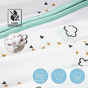 TILLYOU Toddler Sleeping Bag - 100% Cotton Toddler Wearable Blanket Sleep Sack Sleeveless Sleeping Bag TOG 0.5,Small Cloud,3T