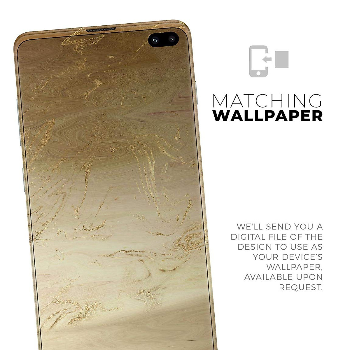 DesignSkinz Molten Gold Digital Foil Swirl V12 Protective Vinyl Decal Wrap Skin Cover Compatible with The Samsung Galaxy S20 (Screen Trim & Back Glass Skin)