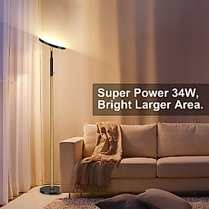 DEEPTILE Led Floor Lamp 34W Bright Sky Floor Lamps 2500LM Dimmable Daylight Light with Touch Control 3 Natural Light, Stand Up Light Floor Office Lamps for Living Room.