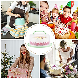 Cake Carrier with Lid and Handle, Cake Stand Cupcake Containers for 10 inch Cake with 2 Handles Cupcake Holder, 3 in 1 Transport Container Boxes for Cake Pie Muffin Pizza，Green Portable Cake Carriers