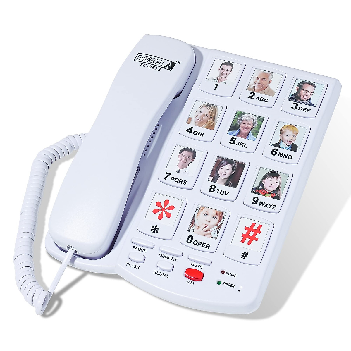 Future Call FC-0613 Best Landline Phones for Seniors, Landline Phone for Hearing Impaired Seniors, Dementia Products for Elderly, Alzheimers Products, Big Button Telephone for Seniors, 10 Picture Keys