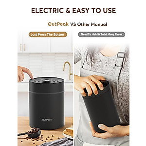 OUTPEAK Neo 2025 Kilo Auto Vacuum Coffee Canister, 1.5L Capacity for 17.6oz of Coffee Beans, One-Button Operation, Stainless Steel Coffee Storage Container for Barista, Gifting (Large, Matte Black)