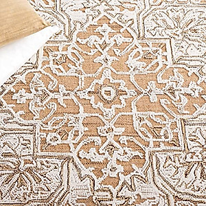 Safavieh Trace Collection 6' x 6' Square Gold/Ivory TRC304D Handmade Floral Medallion Wool Area Rug