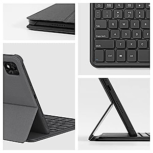TCL Keyboard Case TAB 10s-Suitable and Stable Kickstand-Detachable Wireless Type Cover-Pogo Pin Connect, No Need External Power-Android Keyboard- Gray Case
