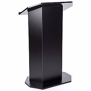 Displays2go Floor Podium with Reading Surface – Black (OLILCTOPBBK)