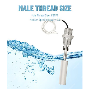 DC0-110V Liquid Water Level Sensor, Sensor Switch, Male Thread 1/2 NPT 304 Stainless Steel, Suitable for Liquids of Different densities, pressures and temperatures