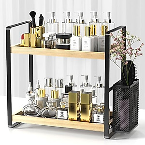 LEMIKKLE Bathroom Countertop Organizer, Bathroom Counter Perfume Tray and Vanity Organizer,Skincare Organizers for Vanity with Basket,Storage Organizers for Bathroom, Kitchen, Dresser