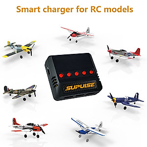 SUPULSE Lipo Battery Charger DC 3.7V 1S 1 Cell RC Charger Micro 5 Port Compact Charger with LED Indicator Mini Size Lipo Charger 5 in 1 USB Lipo Charger