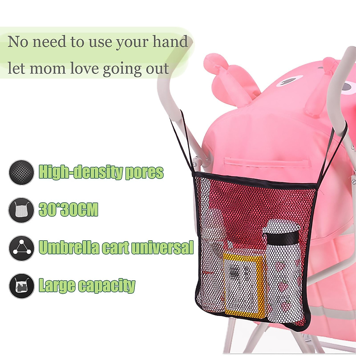 Alovexiong 2 Pack Portable Universal Multi Function Baby Stroller Hanging Bag, Accessory Mesh Organizer Net Bag, Food Storage Container Bag,Stroller Hanging Storage Net Bag,Toy Storage