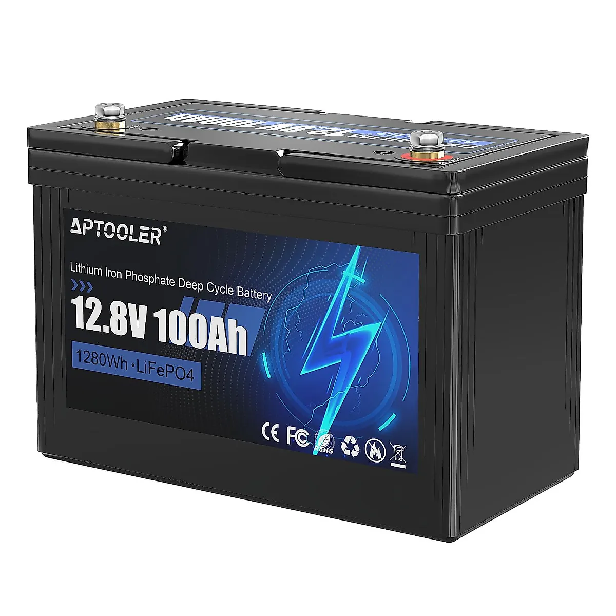 Lifepo4 Battery 100Ah 1280Wh Lithium Batteries 12v 4000+ Deep Cycle Built-in 100A BMS Perfect for Backup Power Home Energy Storage,RV, Marine Boat,Trolling Motor, Golf Cart,Solar,Off-Grid