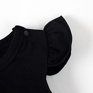 Magic Park Infant Tulle Dress Baby Girl Ruffle Sleeve Romper Dress Solid Color Tutu Skirt with Headband Holidays Clothes (Black, 6 Months)