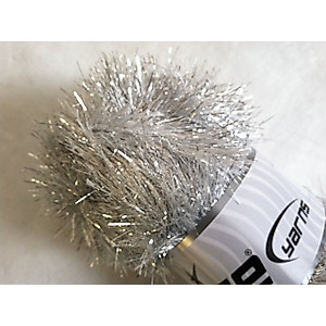 Large 100 gram skein Silver Light Gray Eyelash Dazzle Ice Metallic Eyelash Yarn