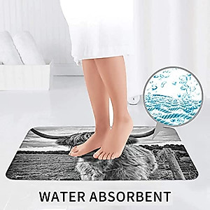 Billichase Highland Cow Bathroom Rugs and Mats Set 3 Pieces Non Slip Absorbent U-Shaped Contour Toilet Mats, Bath Mat and Toilet Lid Cover for Tub Shower and Bath Room