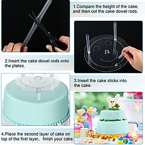 40 Pieces Plastic Cake Dowel Rods Set 20 White Cake Sticks Support Rods, 5 Cake Separator Plates for 4, 6, 8, 10, 12 Inch Cakes, 15 Clear Cake Stacking Dowels for Tiered Cakes (Clear Plates)
