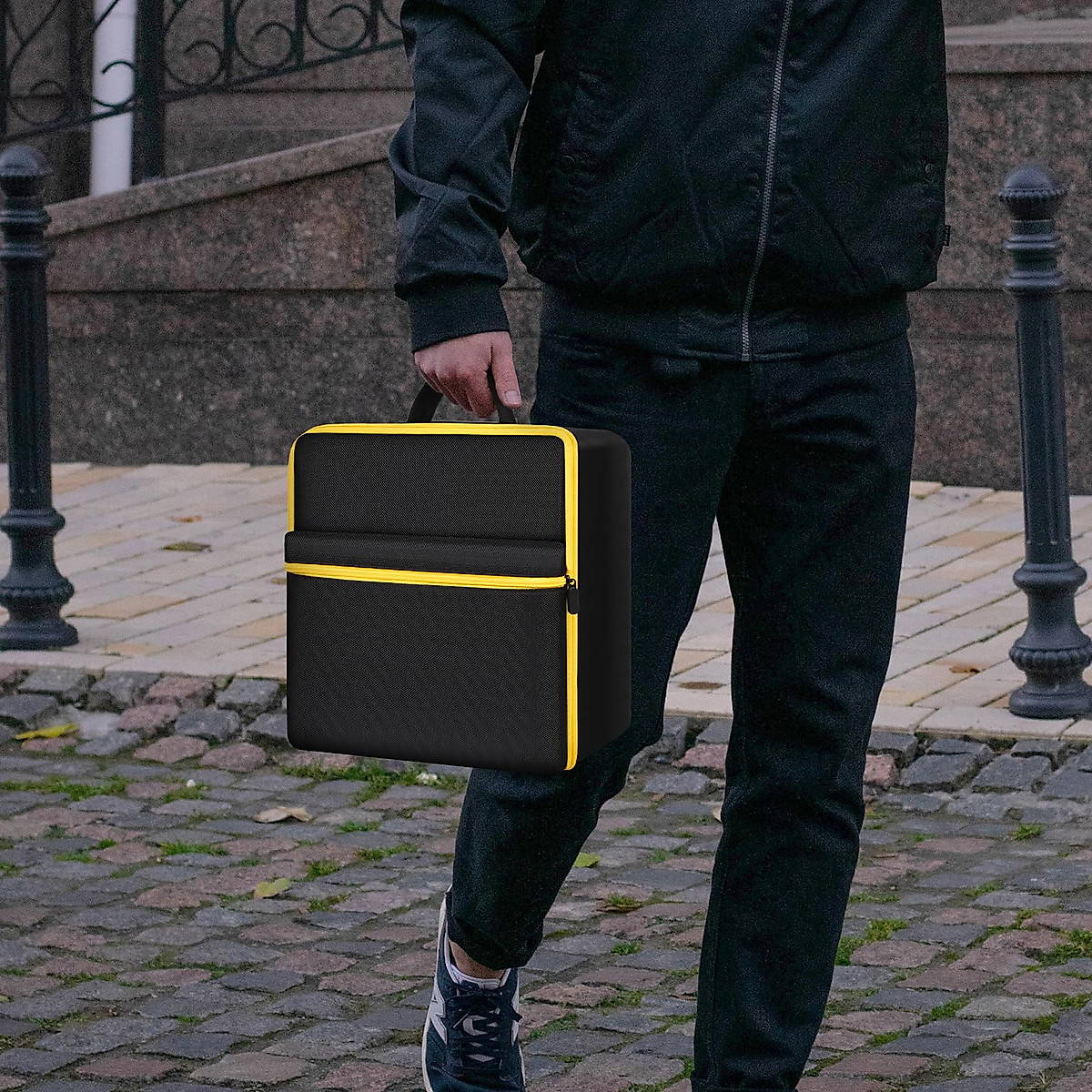 Car Battery Jump Starter Bag Compatible with DEWALT DXAEJ14 Digital Portable Power Station Air Compressor. Portable Battery Charger Carrying Holder for Power Inverter, Charging Cord (Case Only)