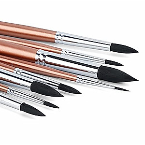 Transon Round Watercolor Detail Paint Brushes Goat Hair 8pcs for Watercolors,Acrylics,Inks,Gouache,Oil and Tempera