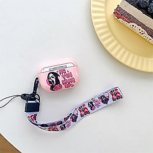 ashlvz15520 Scream Ghost Air pod pro Case/ 2nd Generation - Ghost face Air pod pro 2nd Generation Case Cover - Horror Funny Cool Case for Air Pod pro(2019) /pro 2(2022) Keychain (NO You/pro2 Pink)